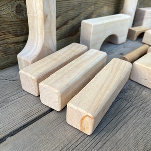 Lot of Natural Wooden Blocks - Triangles, Square, Cylinders, Columns ...