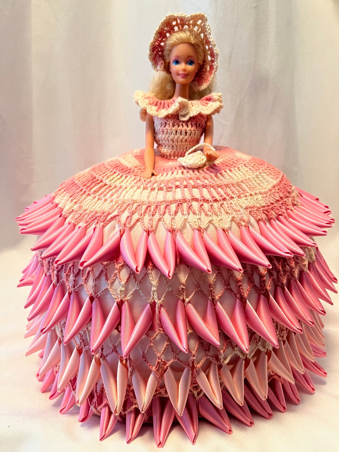 Vintage 1980s Southern Belle Barbie Doll Crocheted Hoop Skirt Ball Gown ...