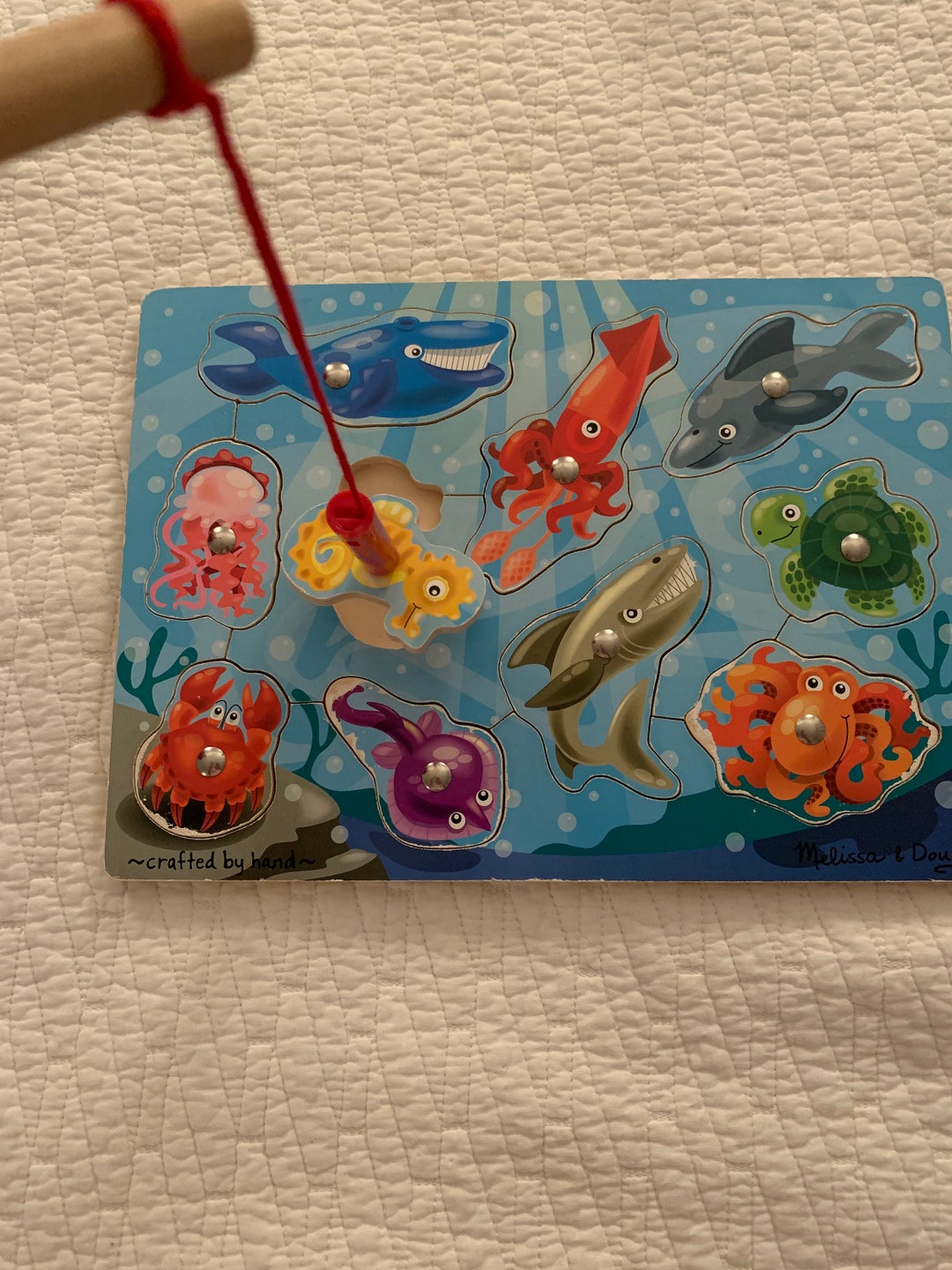 Melissa and Doug Fishing Puzzle With Magnetic Fishing Rod Kids Wood ...