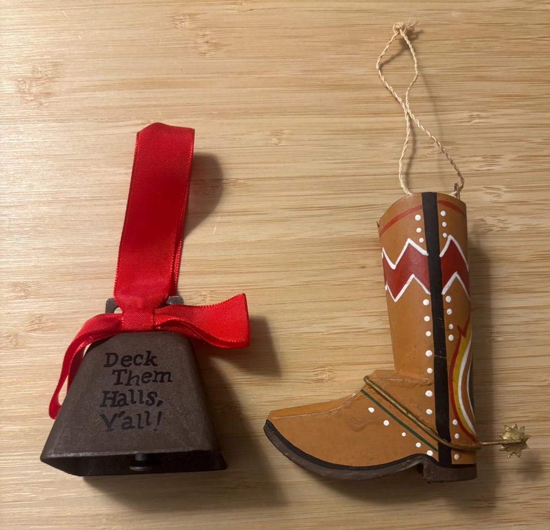 Western Themed Cowboy Tin Metal Christmas Ornaments Choose From a Bell ...