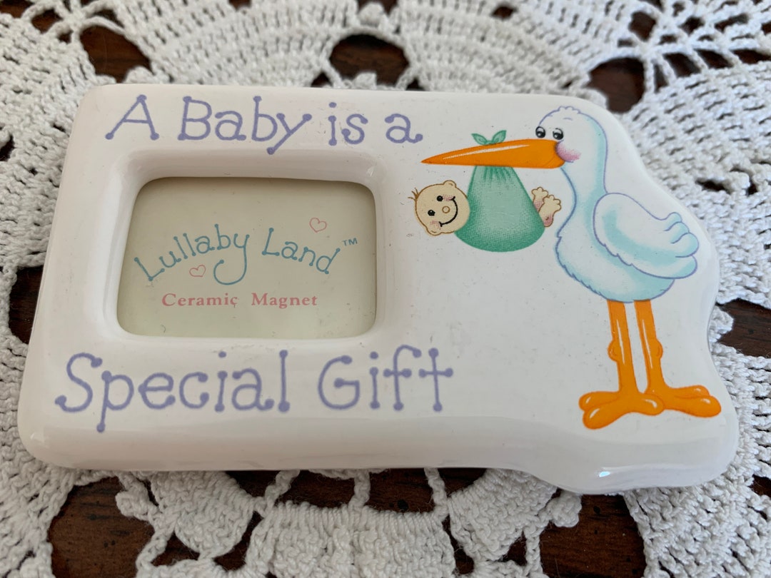Vintage Russ Ceramic Baby Photo Magnet Set With Stork - Etsy
