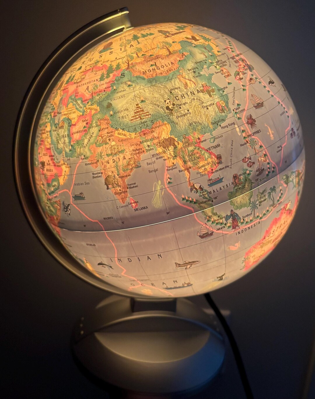 Blue Light up Globe Lamp by Replogle 25 Cm 10 Inches Unique Decor - Etsy