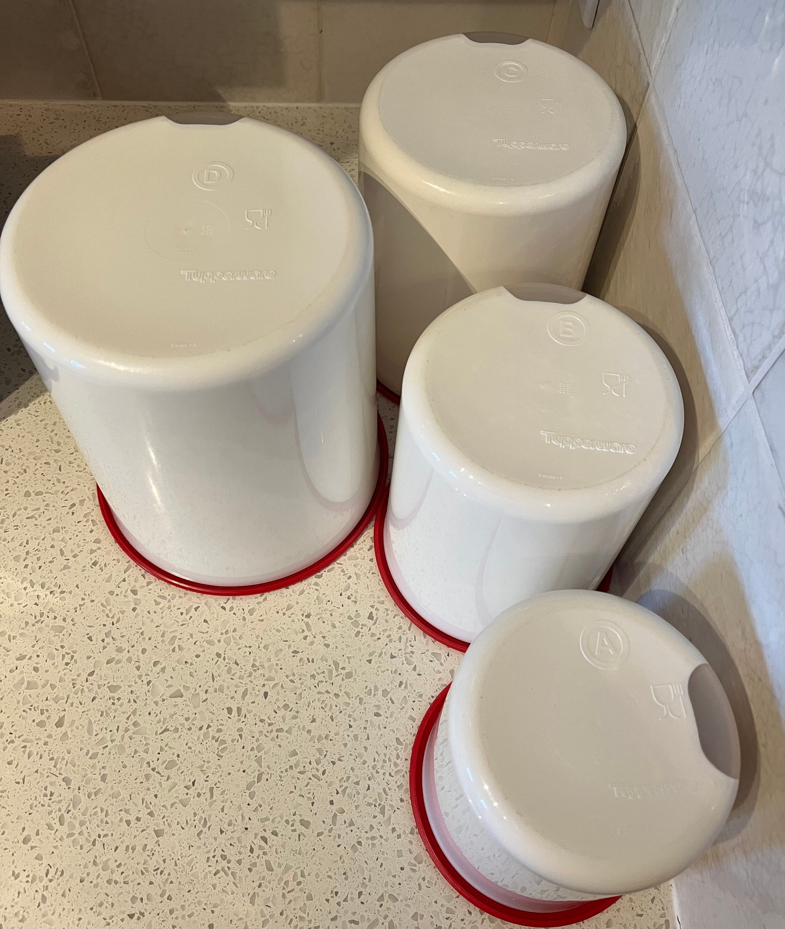 Tupperware One Touch Canister Set of 4 White With Viewing Panels and ...