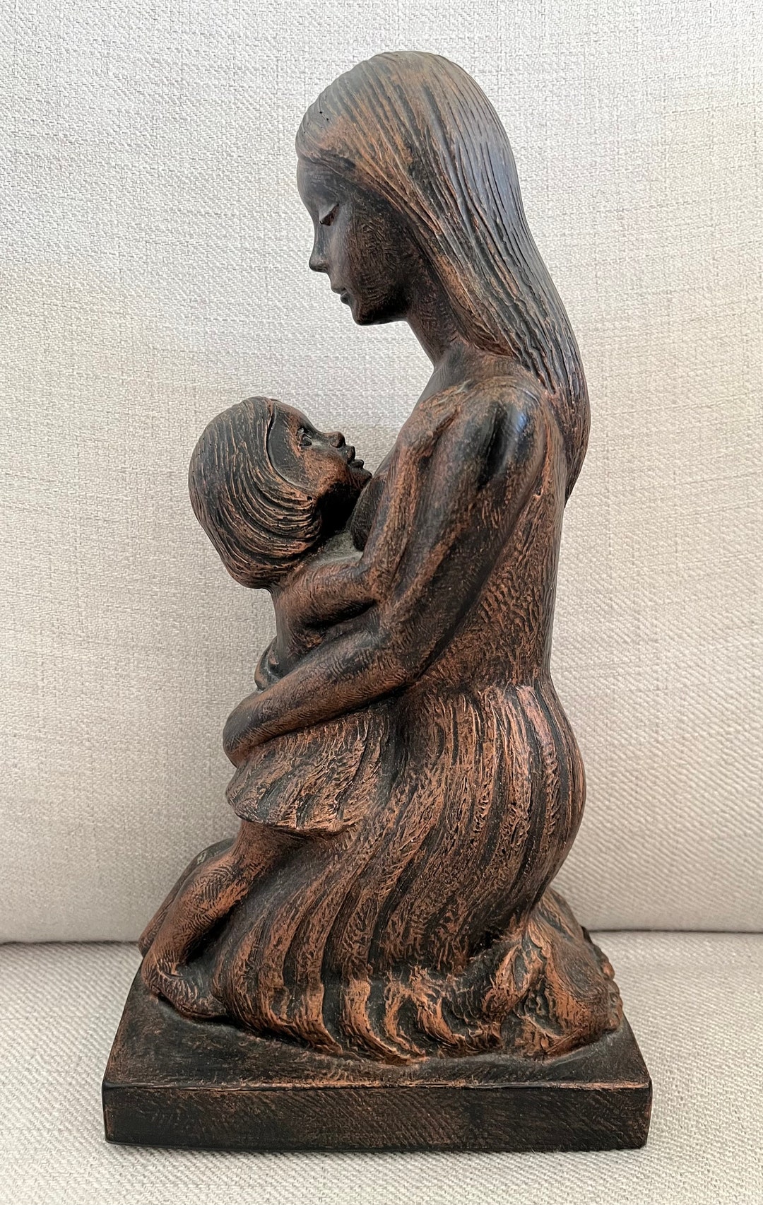 Vintage Coppercraft Guild Statue of Mom and Girl From Kitchener Ontario ...