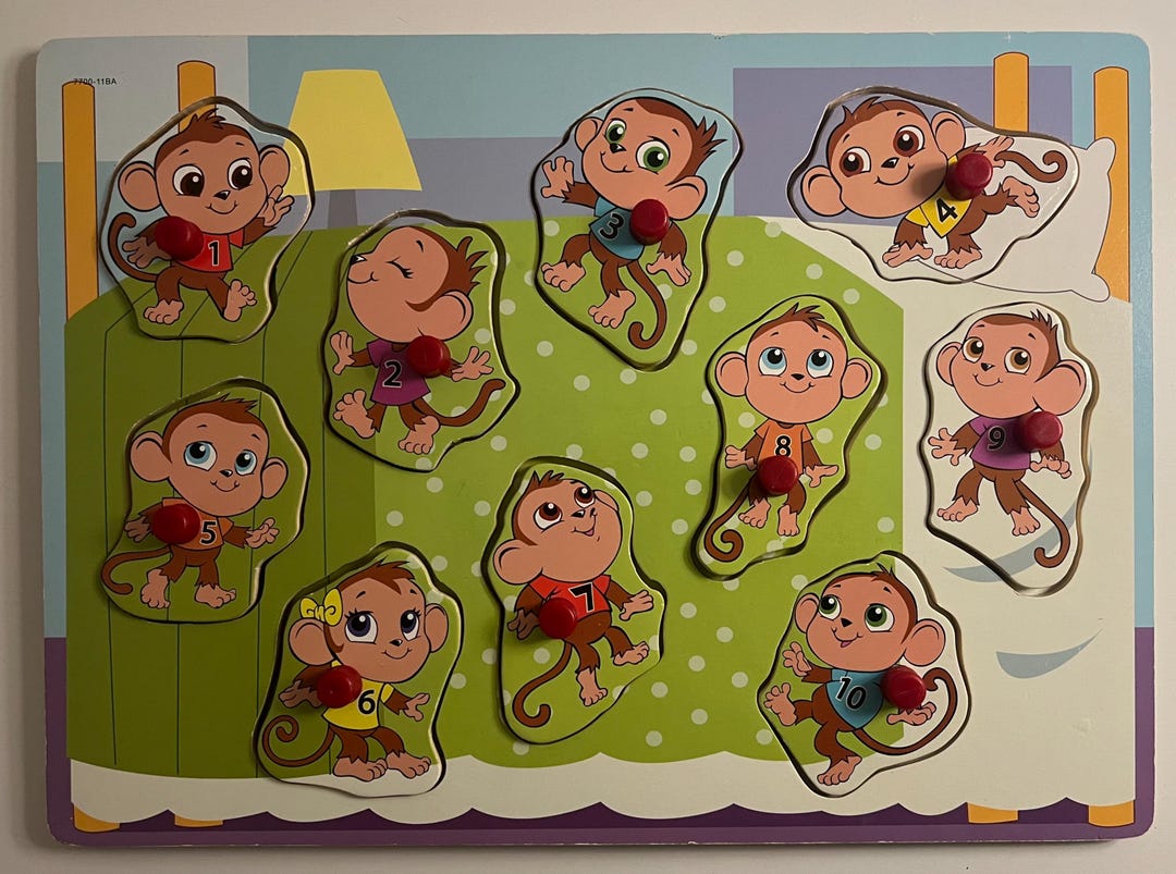 Children’s Wood Monkey Puzzle Learning Numbers - Etsy