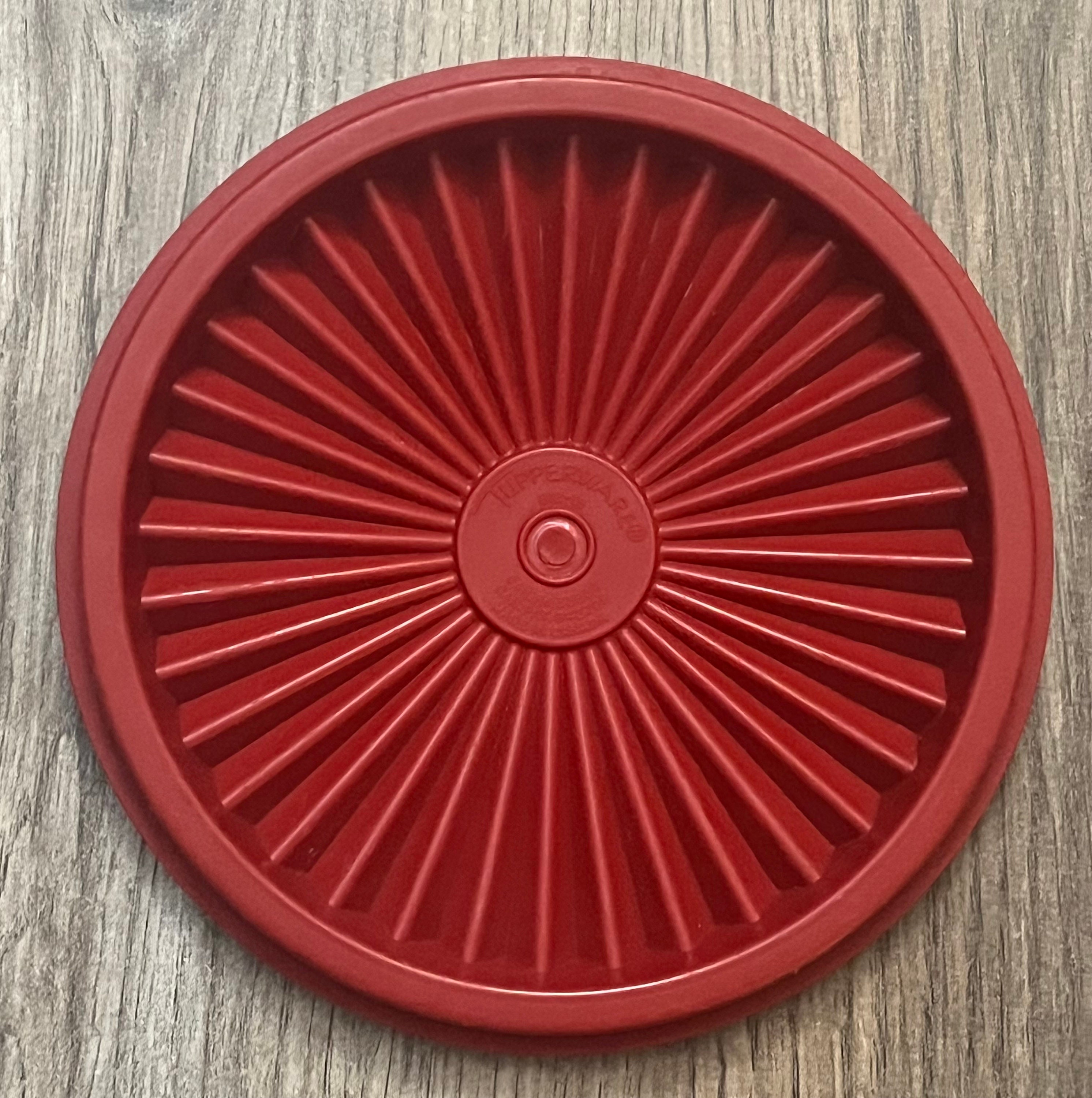 Vintage Tupperware Round Servier Lids Almond Red Orange Starburst ...