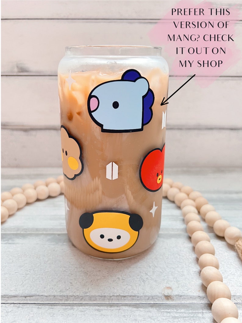 Mang Unmasked BT21 Minini Heads Glass Can BTS Iced Coffee - Etsy