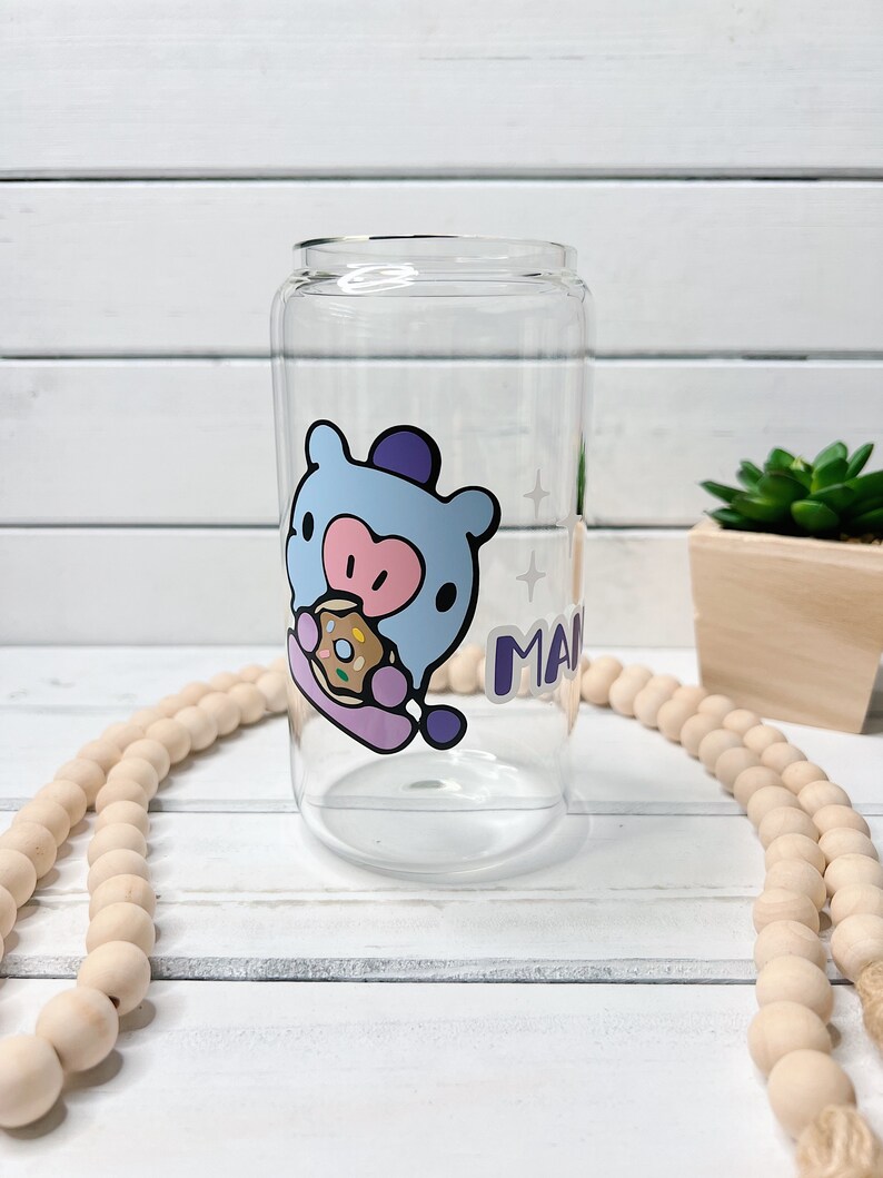 BT21 Eats BTS Iced Coffee Glass BT21 Mang Glass Cup Bts - Etsy
