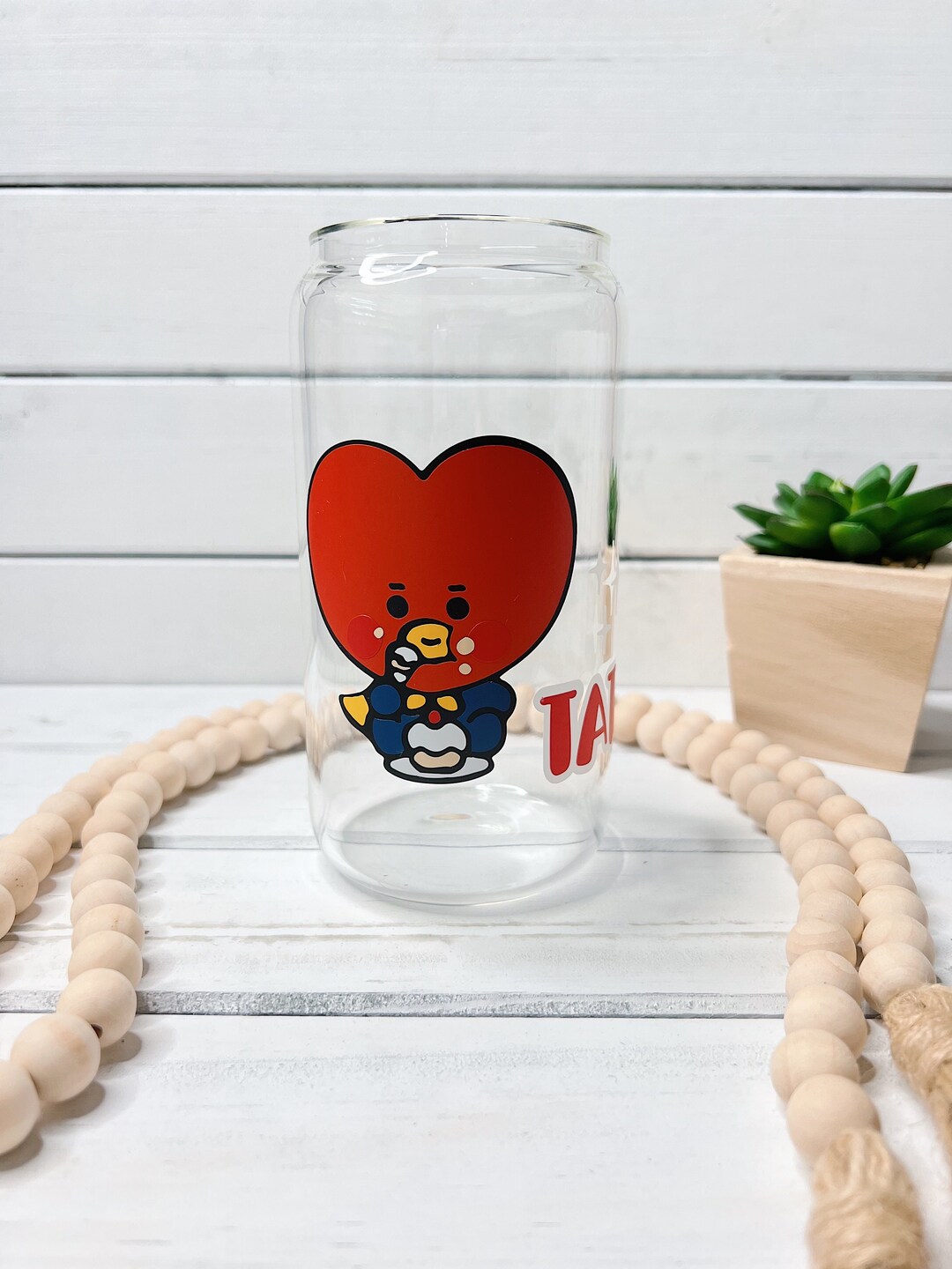 BT21 Eats | BTS Iced Coffee Glass | BT21 Tata Glass Cup | Bts BT21 ...