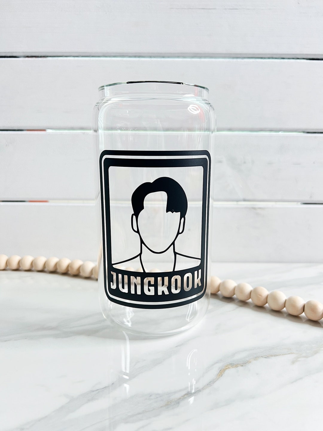 BTS Coffee Glass BTS Jungkook Glass Can BTS Face Members Bts Merch Iced ...
