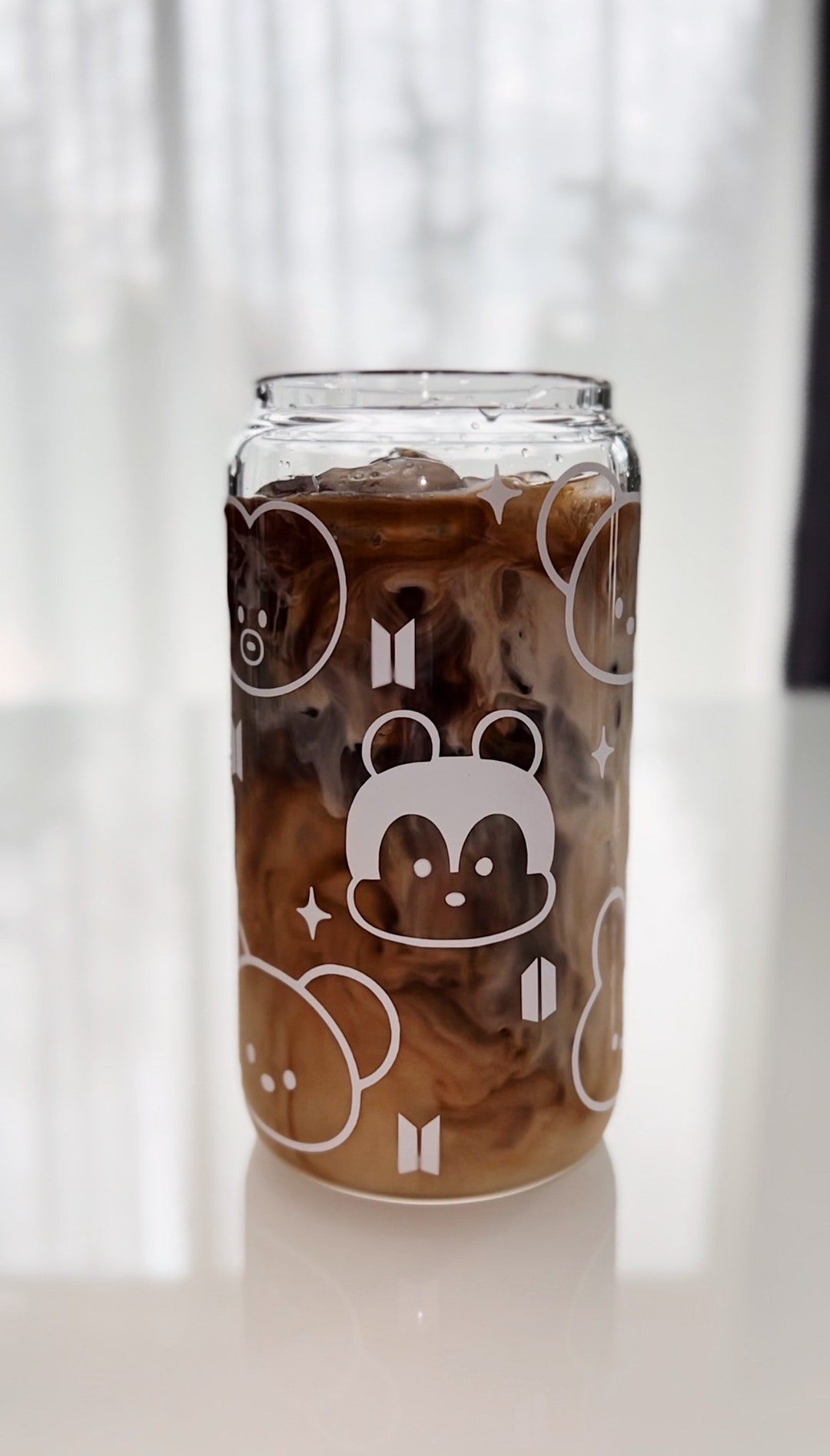 BT21 Minini Heads Outline Glass Can / BTS Iced Coffee Glass / BTS BT21 ...