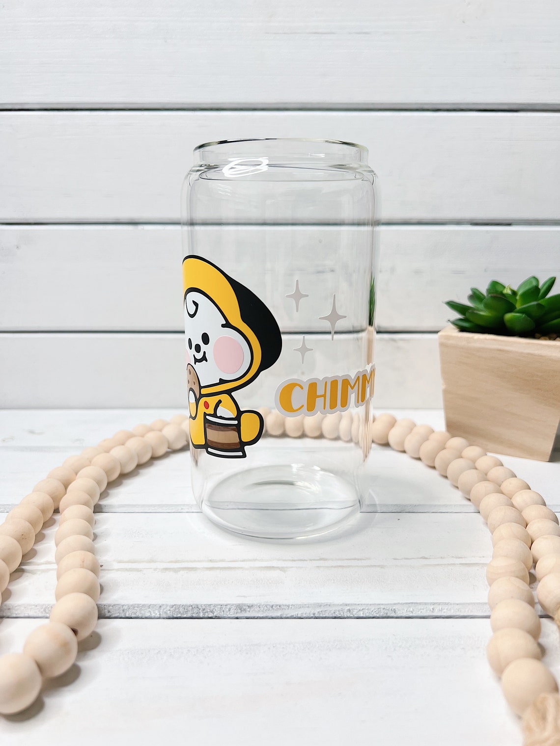 BT21 Eats BTS Iced Coffee Glass BT21 Chimmy Glass Cup - Etsy