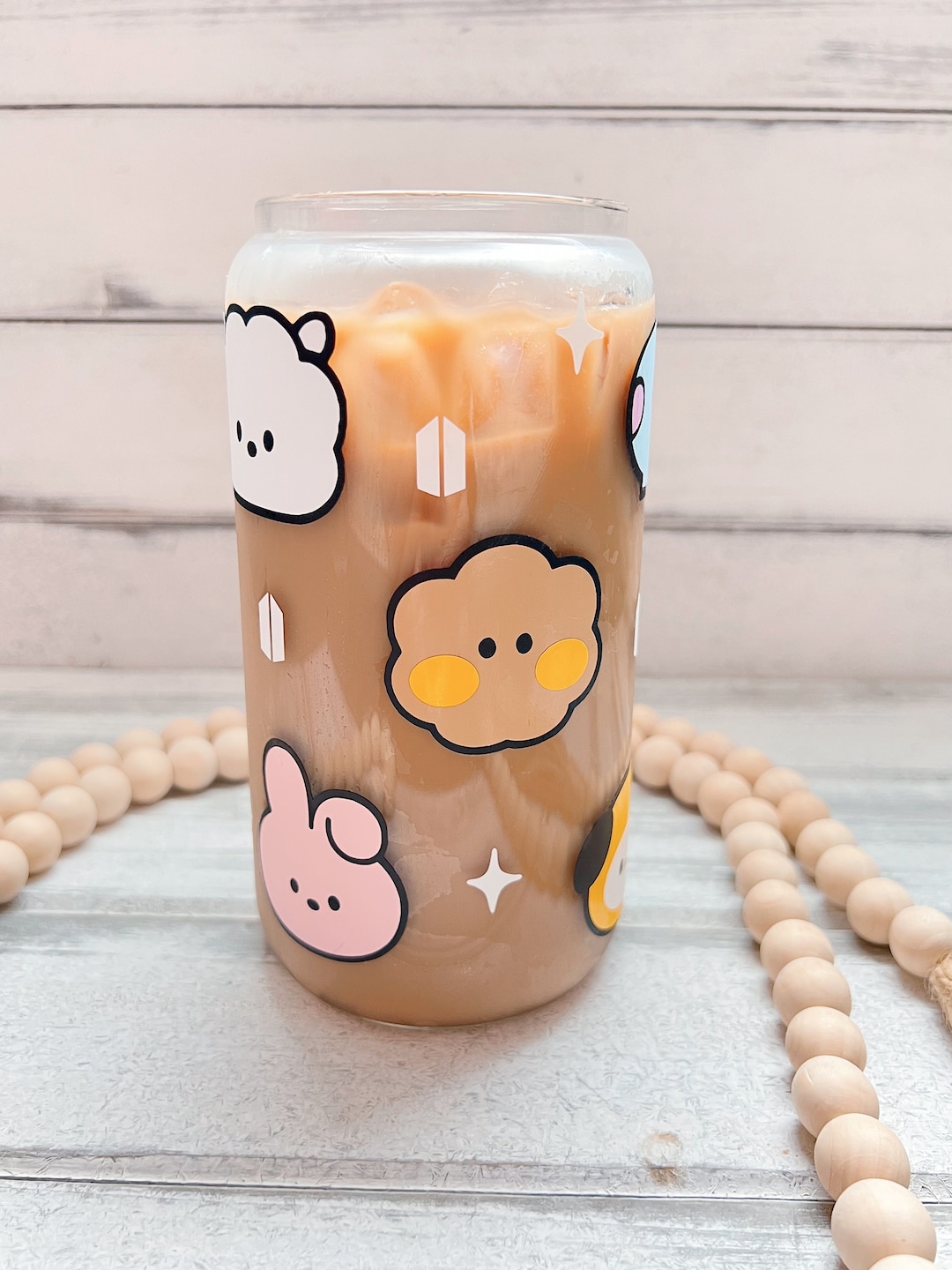 BTS Iced Coffee Glass | BT21 Minini Heads Beer Can Glass | BTS BT21 ...