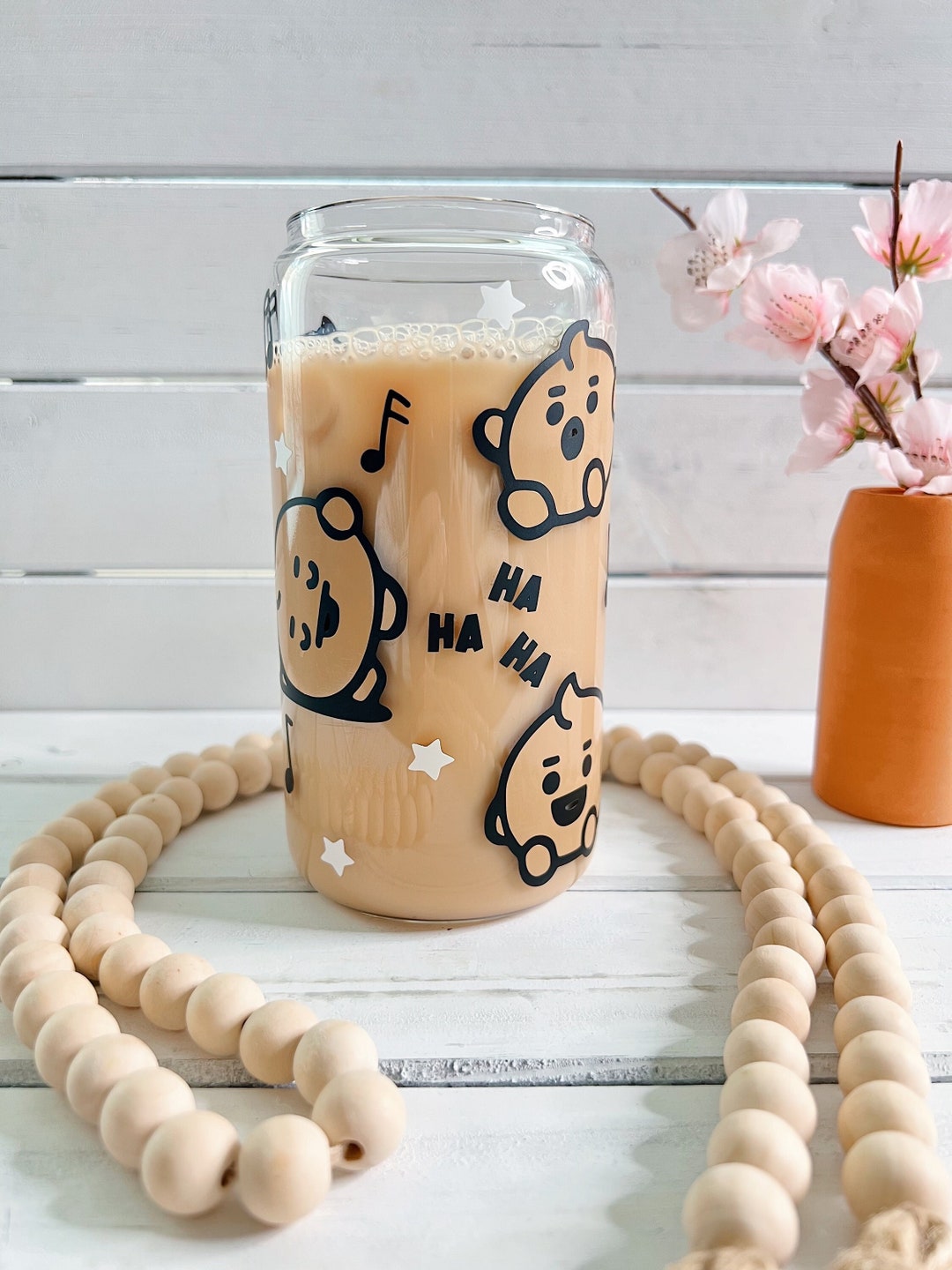 BT21 Iced Coffee Glass | Shooky Bias Glass Can | BT21 Cup | BTS Merch ...