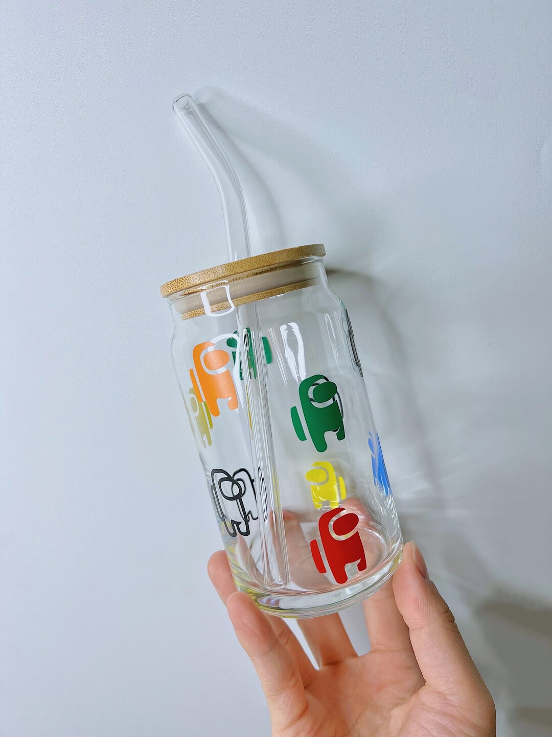 Among Us Coffee Glass | Custom Beer Can Glass | Iced Coffee Glass Jar ...