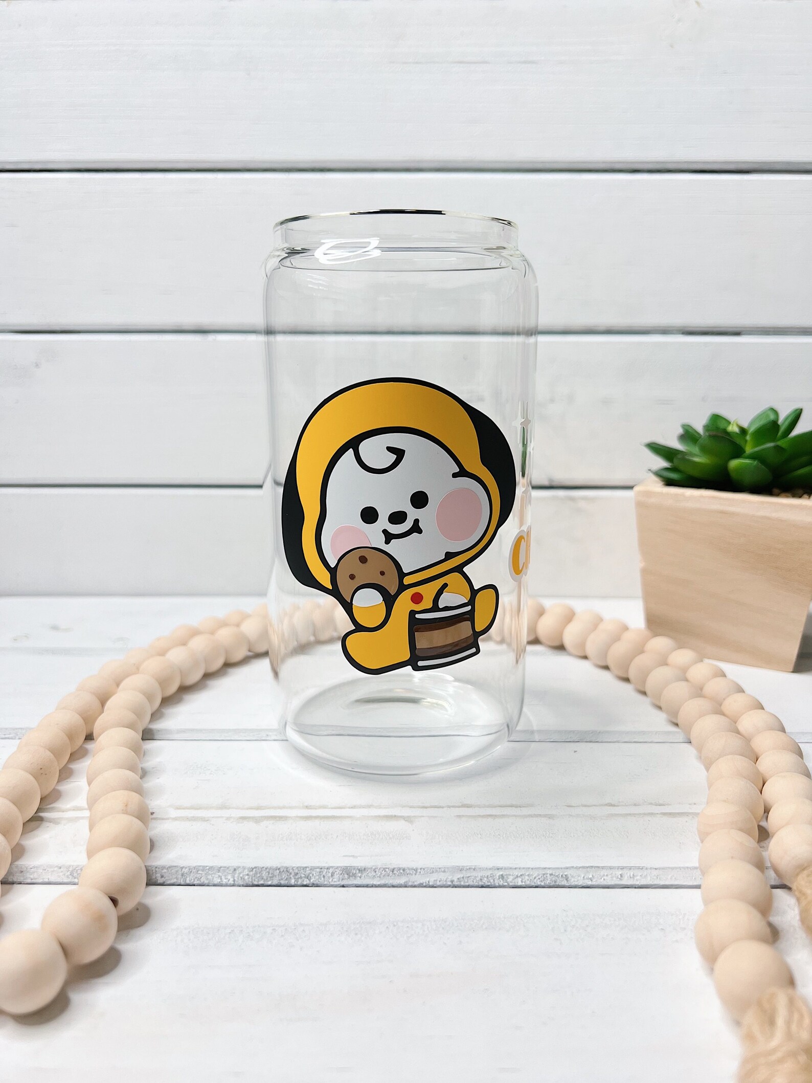 BT21 Eats BTS Iced Coffee Glass BT21 Chimmy Glass Cup - Etsy