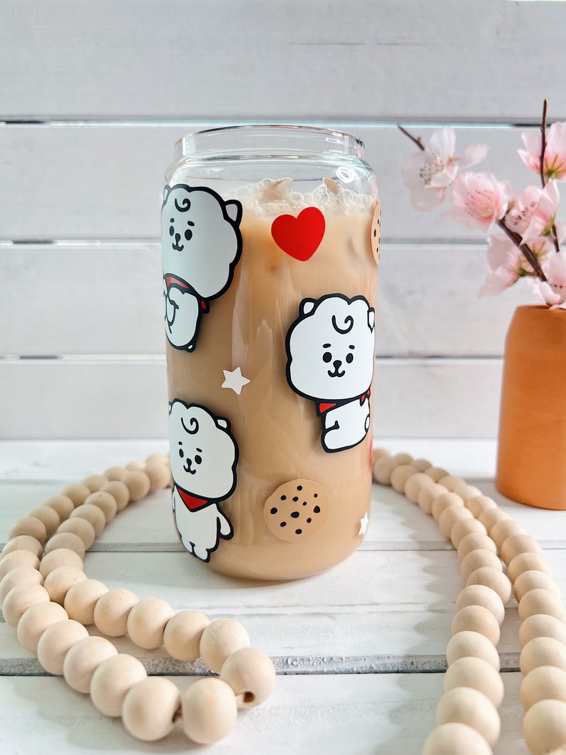BT21 Iced Coffee Glass RJ Bias Glass Can BT21 Cup BTS - Etsy