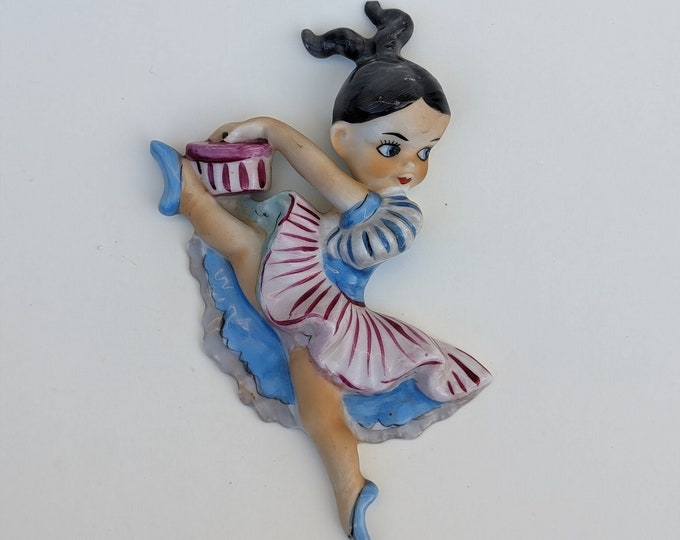 Vintage Dancing Girl Ceramic Wall Hanging Figure - Etsy