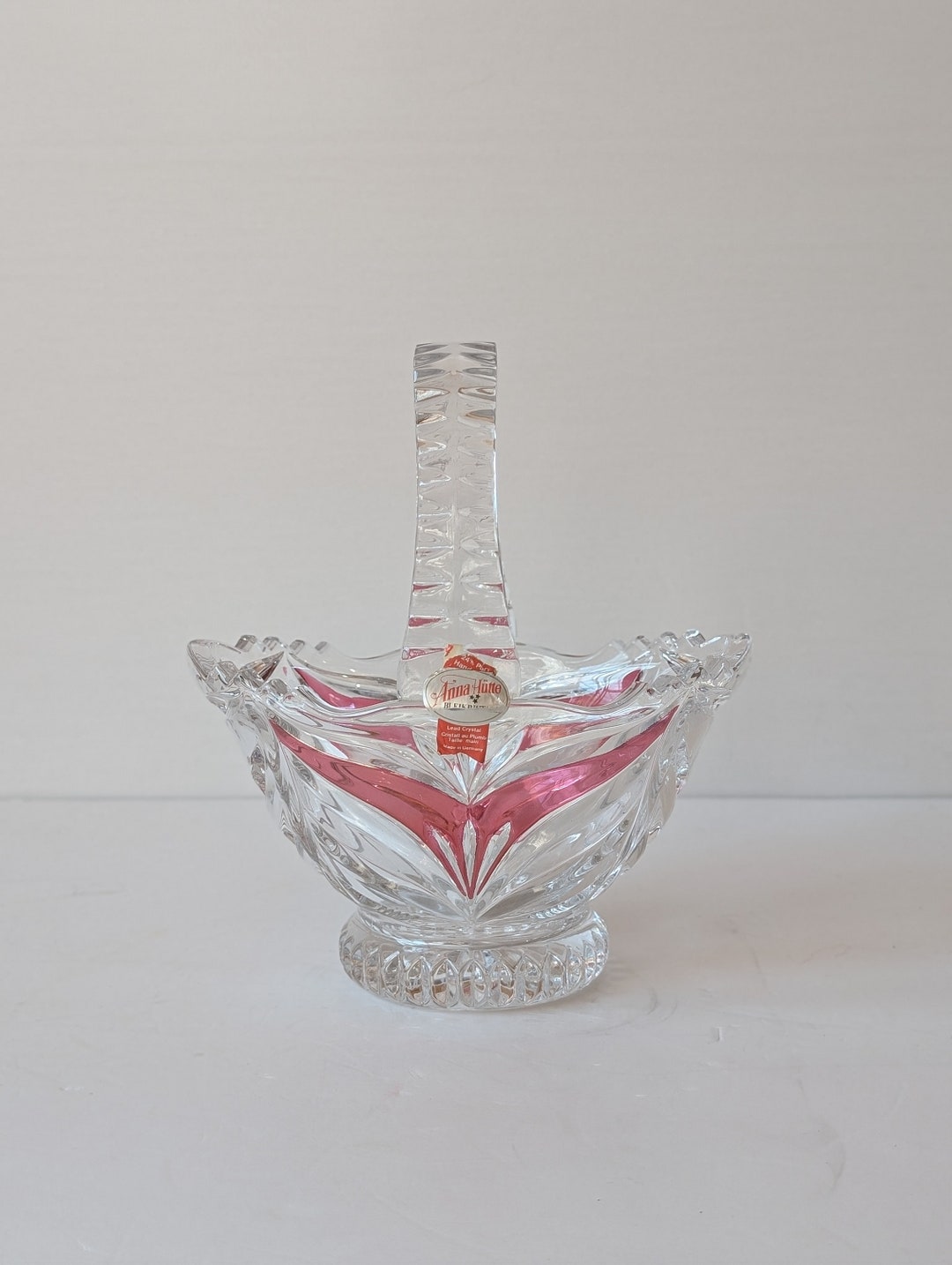 Vintage Anna Hutte Czech Lead Crystal Flower Basket Vase - Etsy