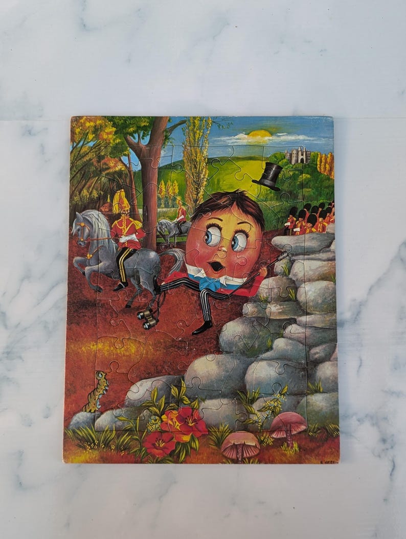 Vintage Humpty Dumpty Nursery Rhyme Novelty Frame Tray Puzzle With ...