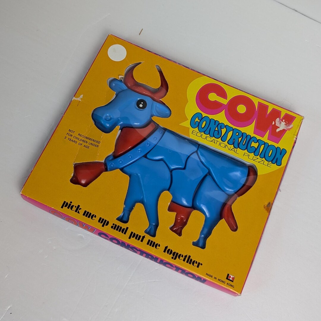 Vintage 3D Plastic Cow Construction Educational Puzzle - Etsy