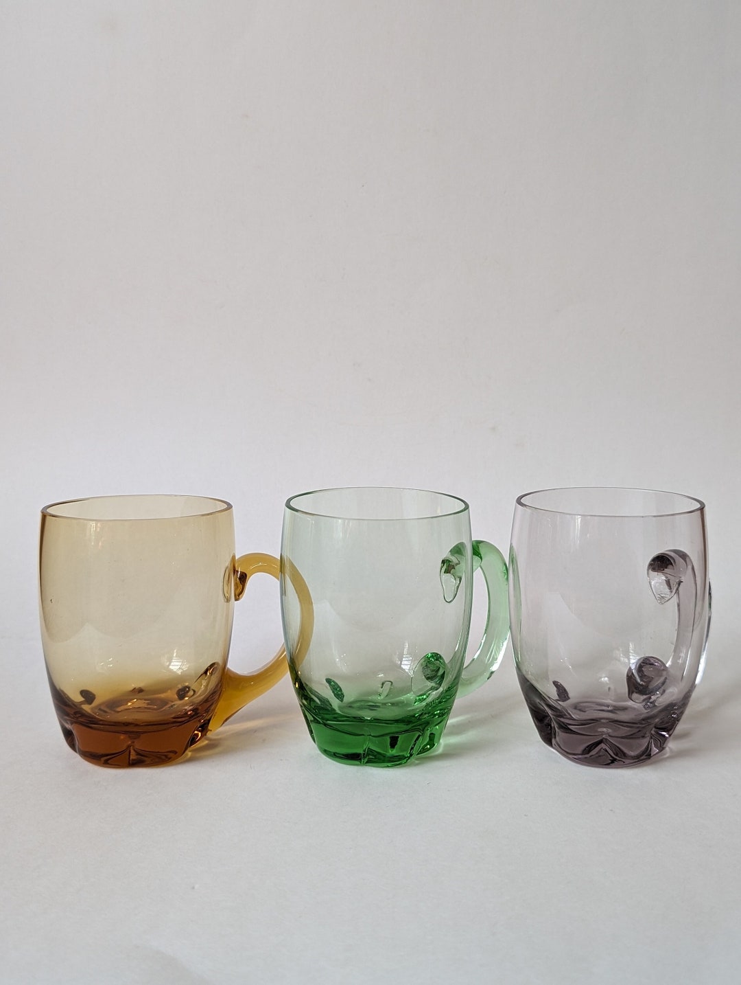 Vintage Trio of Harlequin Dimple Base Glass Beer Mugs - Etsy
