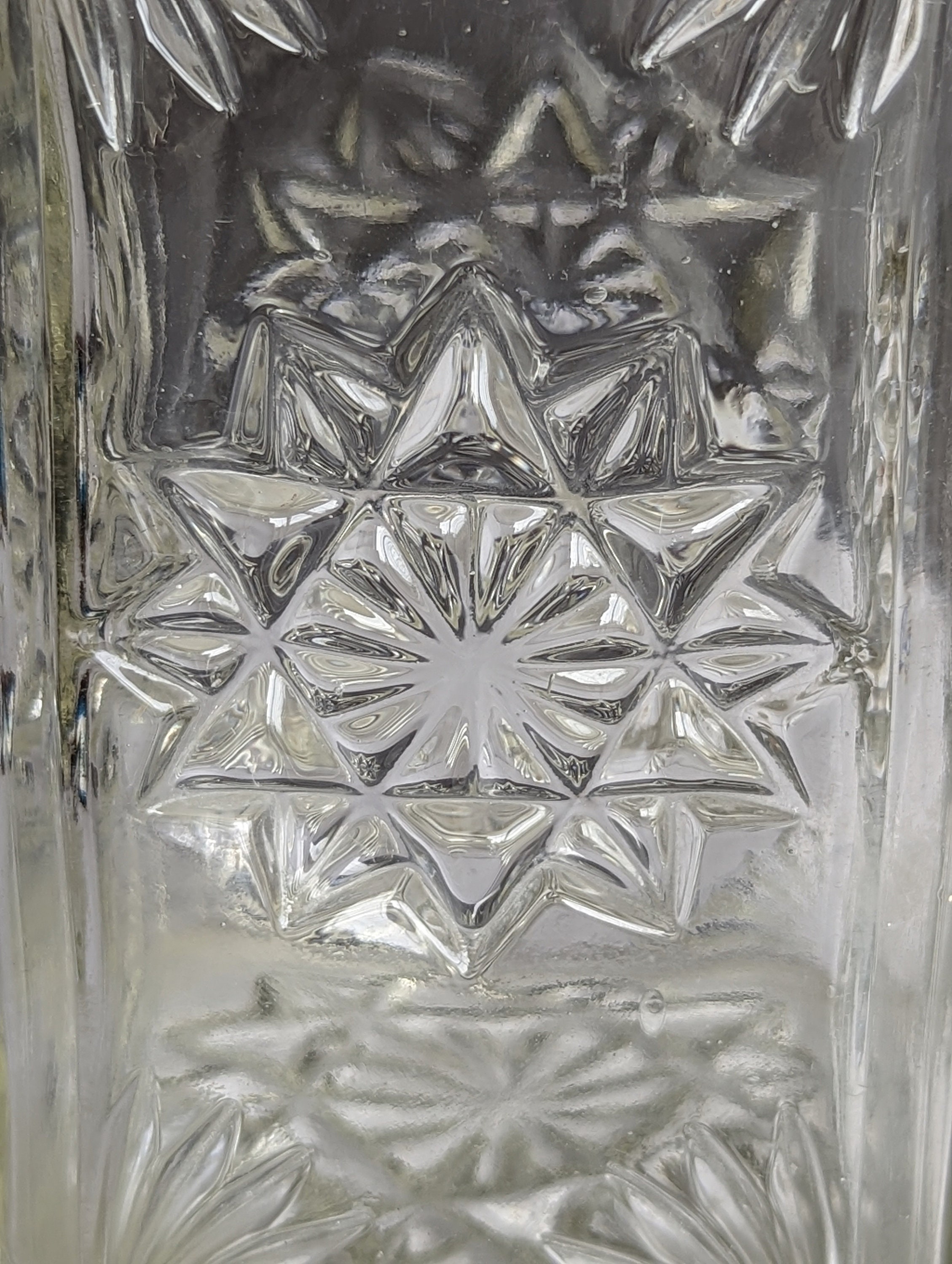 Vintage Cut Glass Star Pattern Tea Jar Decanter Depression Glassware ...