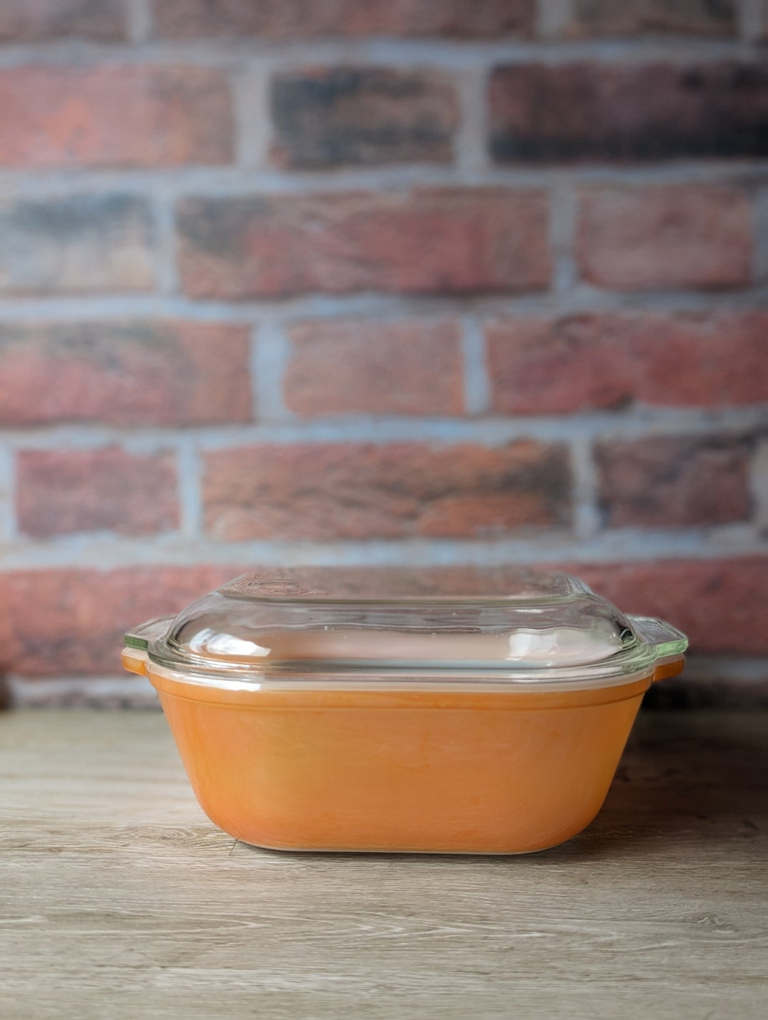 Vintage Agee Pyrex Peach Orange Lustre Square Lidded CRS300 Casserole ...