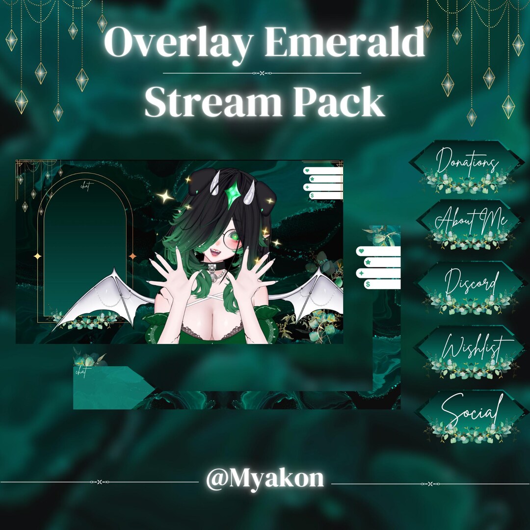 Overlay Emerald Stream Pack / Starting / Ending / Chatting / Art-gaming ...