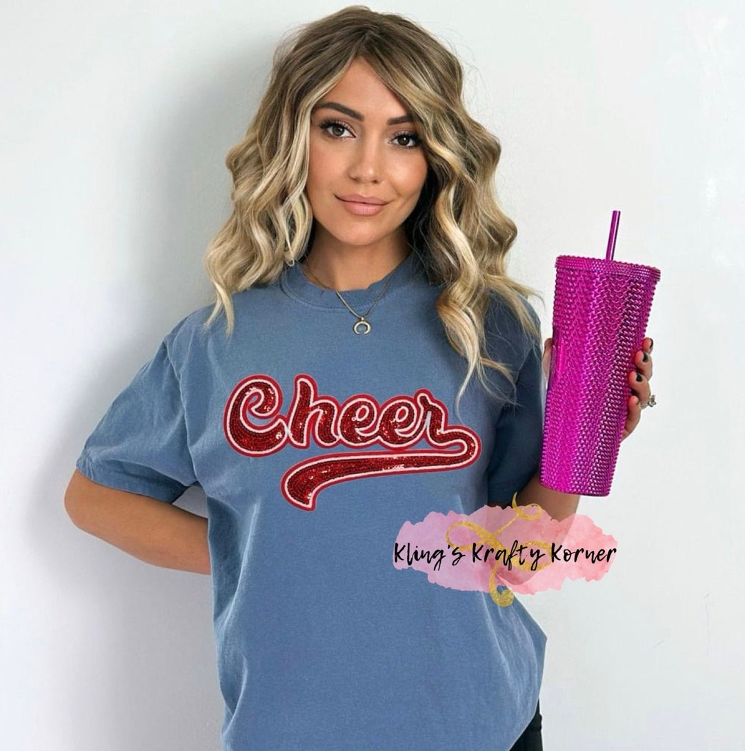 Faux Red Sequins Cheert-shirt Sweatshirt for Cheerleader Cheer Mom ...