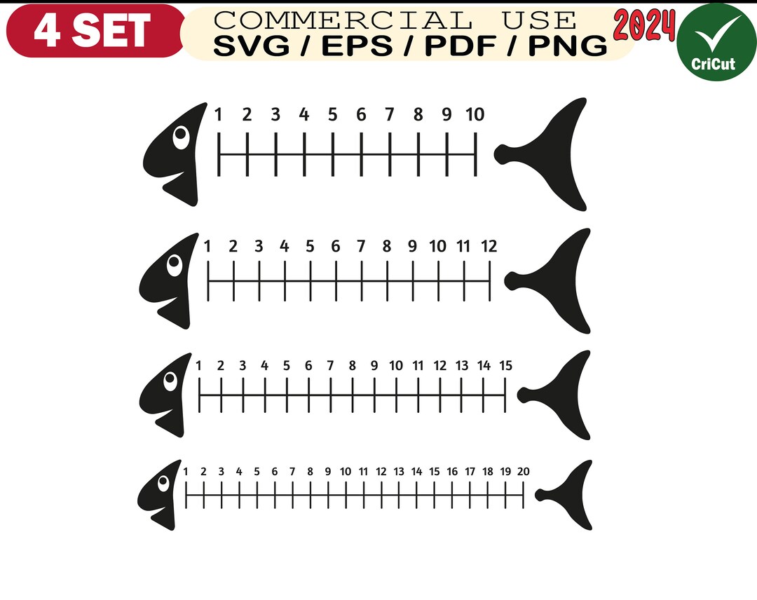 Fish Ruler Svg, Fish Cut Svg for Cricut, Fish Ruler Svg Clipart, Fish ...