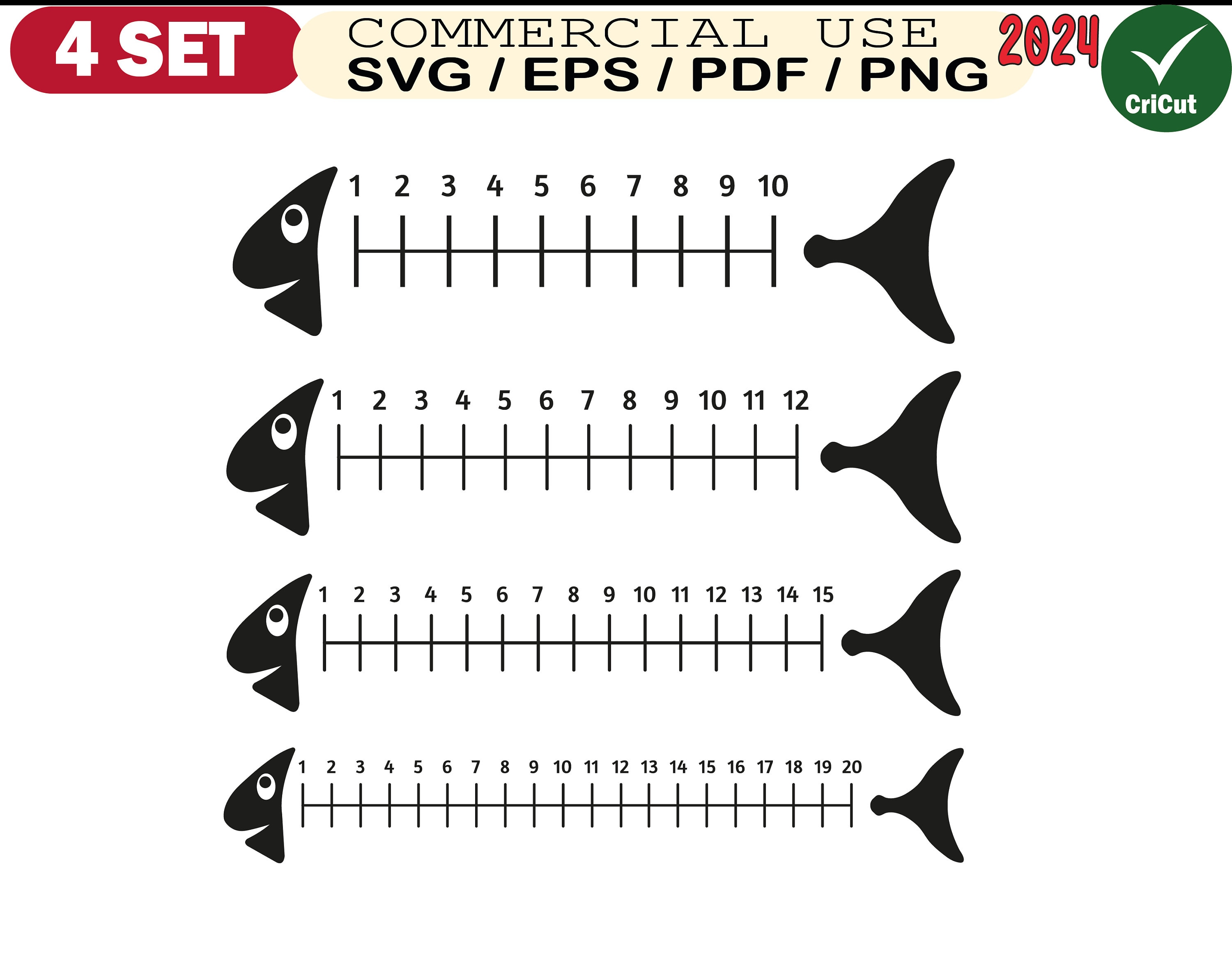 Fish Ruler Svg, Fish Cut Svg for Cricut, Fish Ruler Svg Clipart, Fish ...