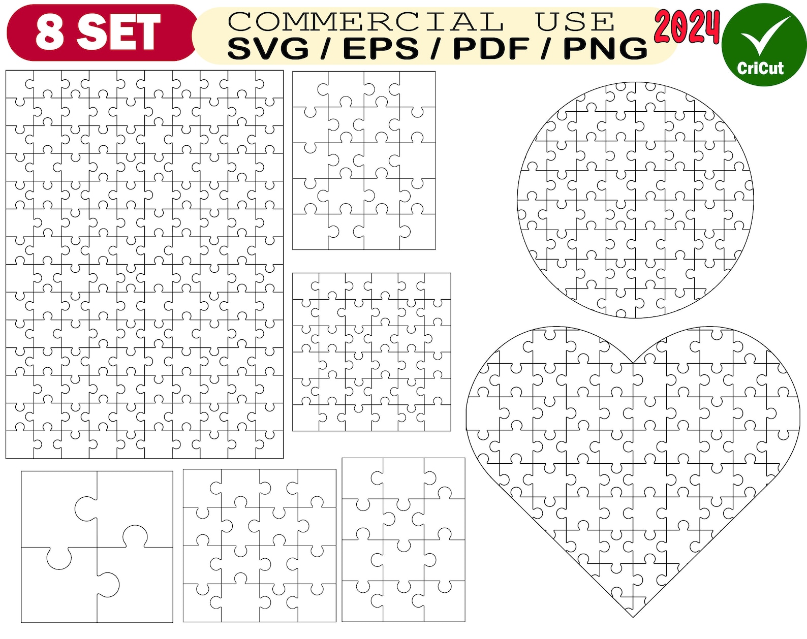 Puzzle SVG | Puzzle Template Bundle | Laser Cut File | Jigsaw Puzzle ...