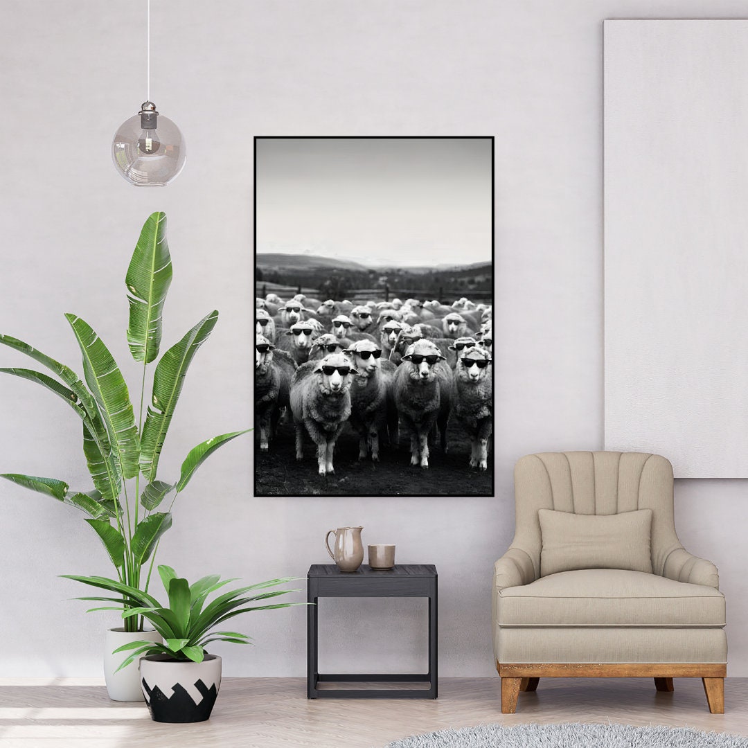 Quirky Sheep Poster,cool Sheep Poster,farm Animal Print,sunglasses ...