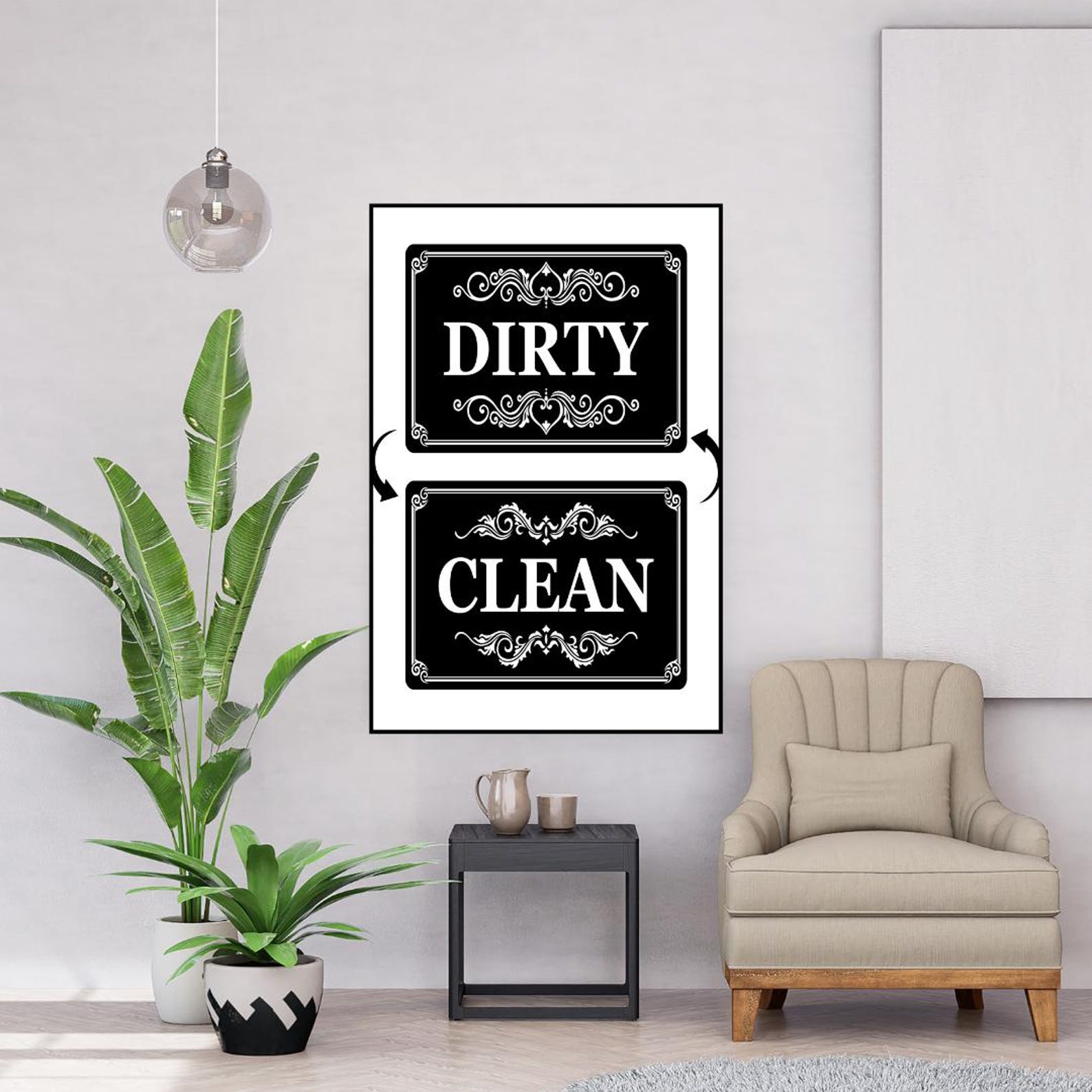 Dishwasher Poster, Clean Dirty Sign, Kitchen Decor, Functional Kitchen ...