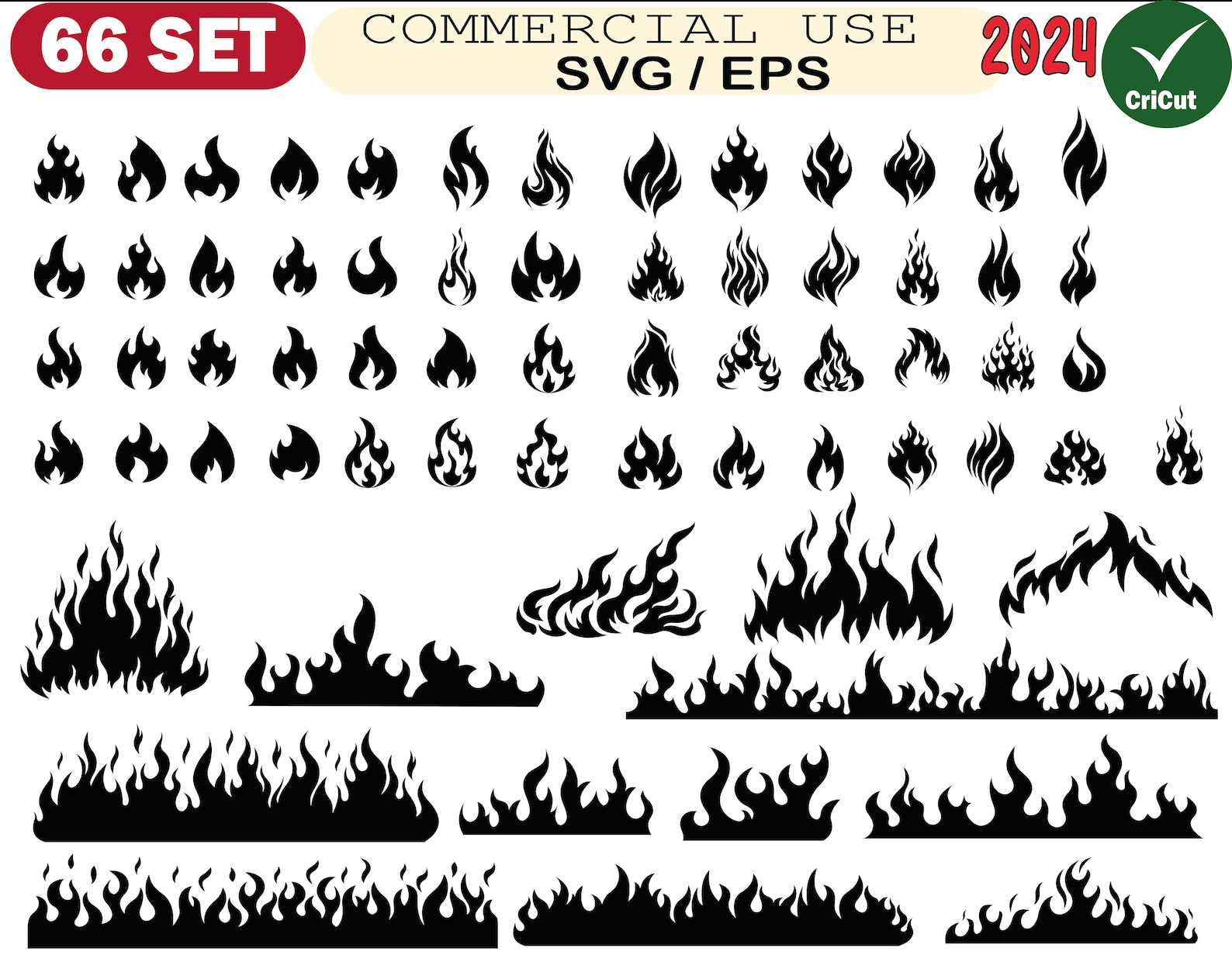 Fire Flames SVG, Flame Clipart, Fire Border SVG, Flame Silhouette ...