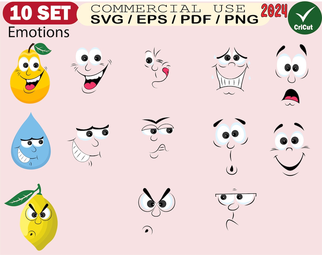 Emotion Faces Svg,funny Faces Svg Bundle,character Expression Svg ...