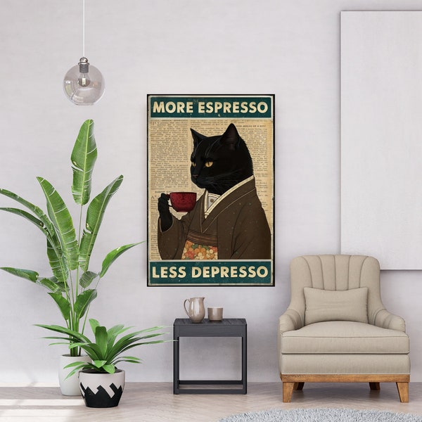 More Espresso Less Depresso Coffee Poster Wall Art - Etsy