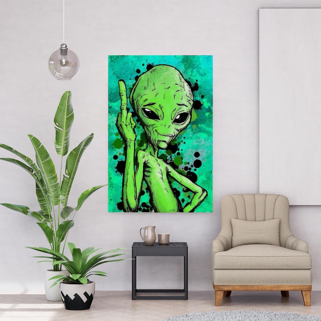 Alien Art Print, Extraterrestrial Poster, UFO Wall Artwork, Sci-fi ...