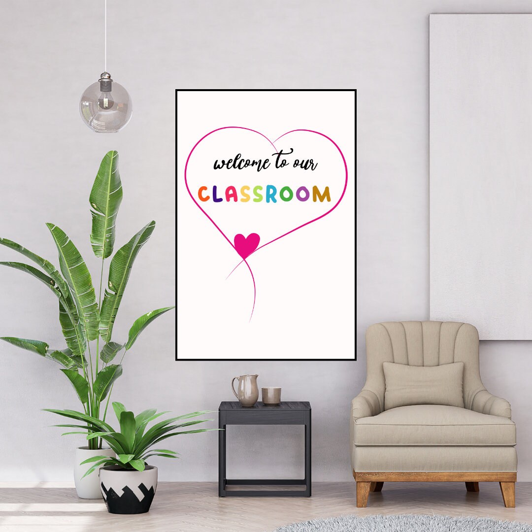 Welcome Classroom Poster, Colorful Classroom Sign, Teacher Classroom ...