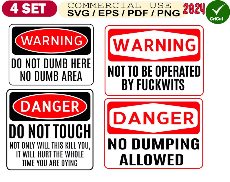 Funny Warning Sign SVG | Sarcastic Quote Signs Bundle | Danger and ...