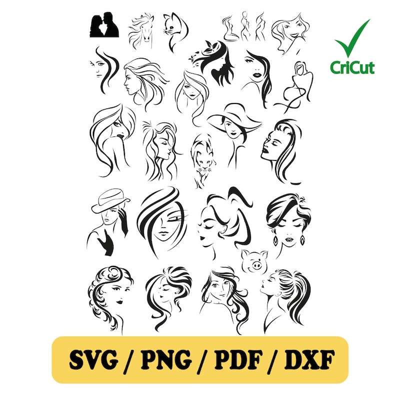 Woman Face Svg - Etsy