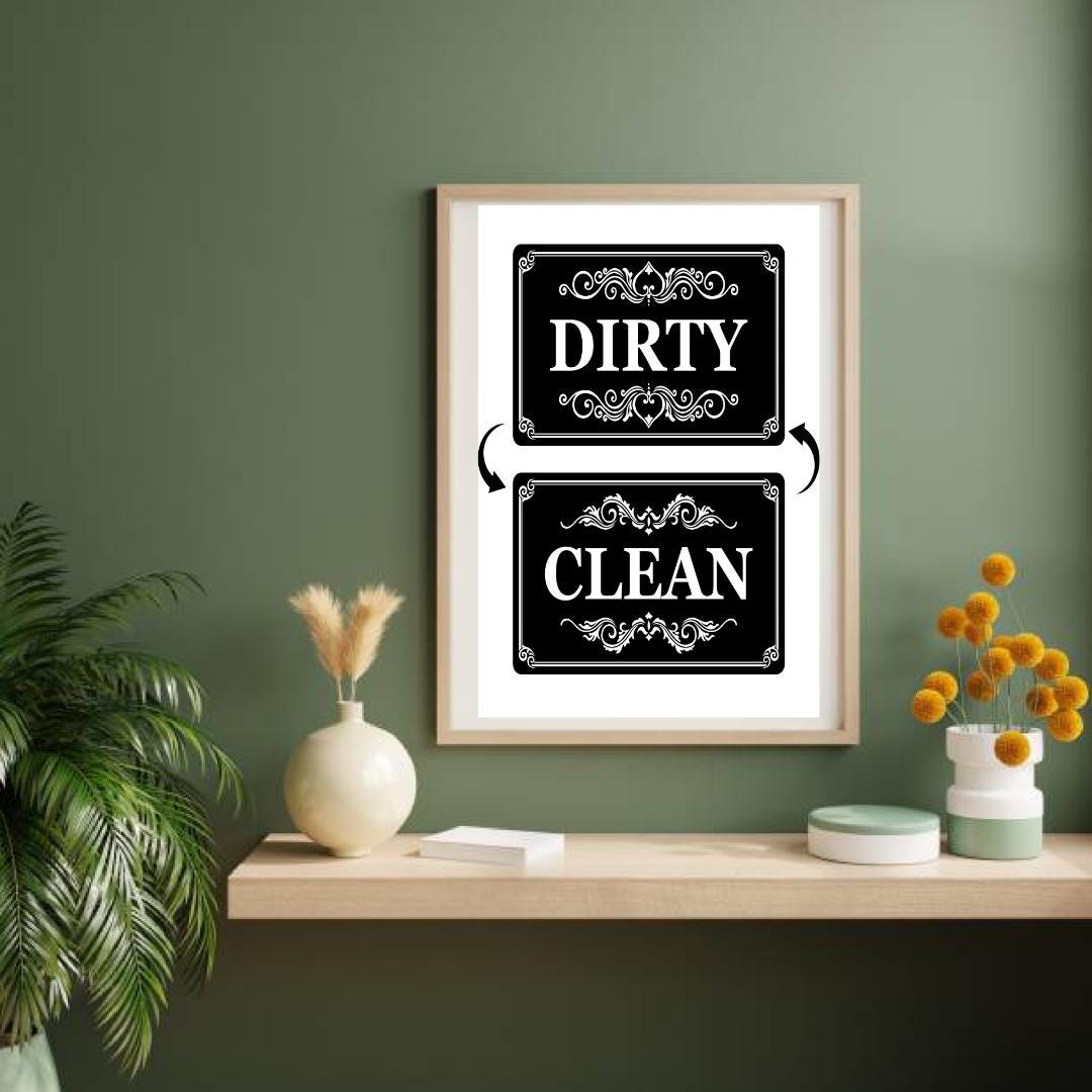 Dishwasher Poster, Clean Dirty Sign, Kitchen Decor, Functional Kitchen ...