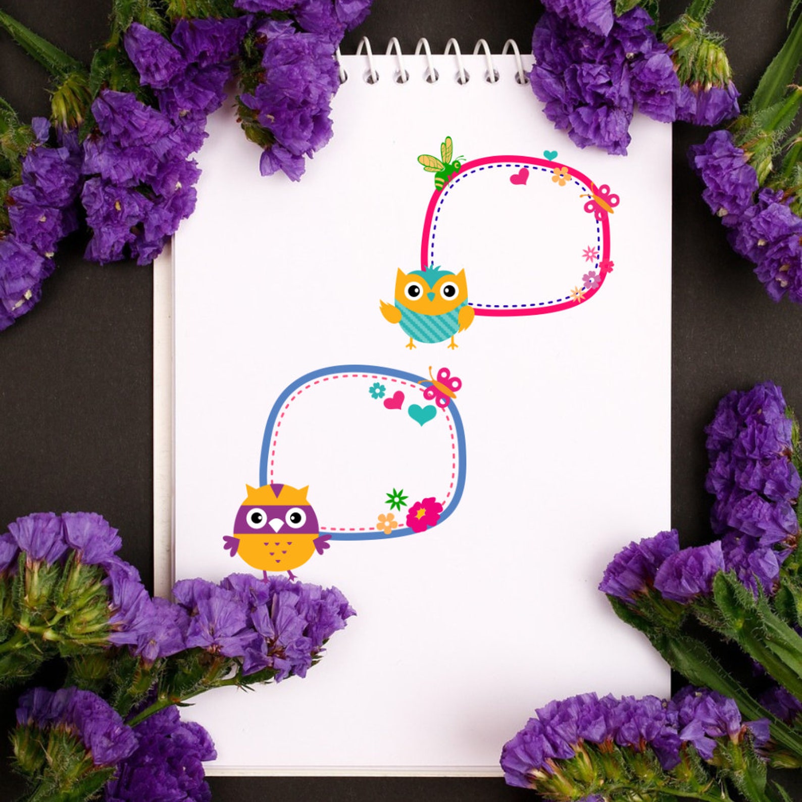 Owl Frame SVG | Cute Owl Clipart | Baby Owl PNG | Floral Frame SVG ...