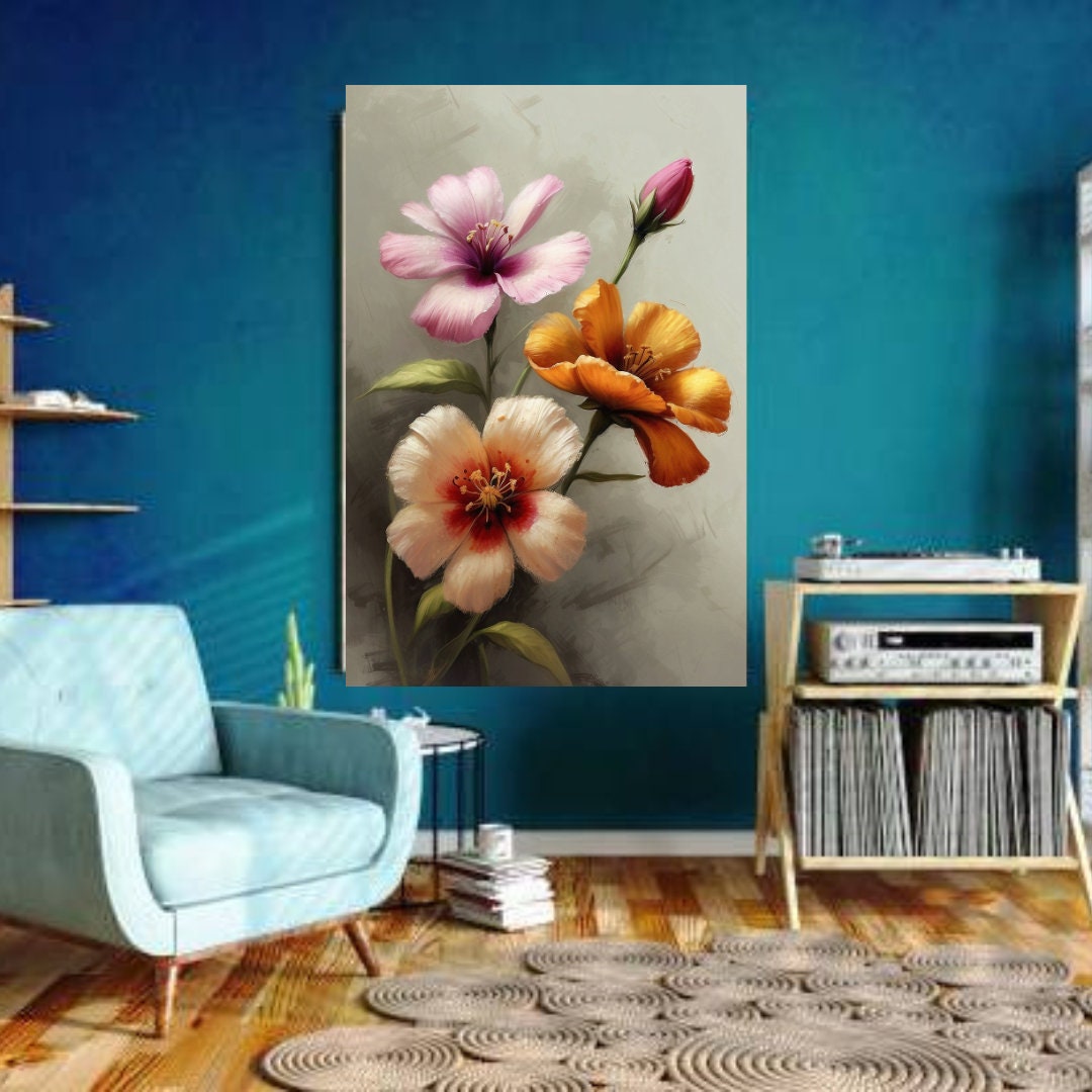 Flowers Oil Poster, Pink Flowers Poster, Kingdom of Flowers, Bedazzled ...