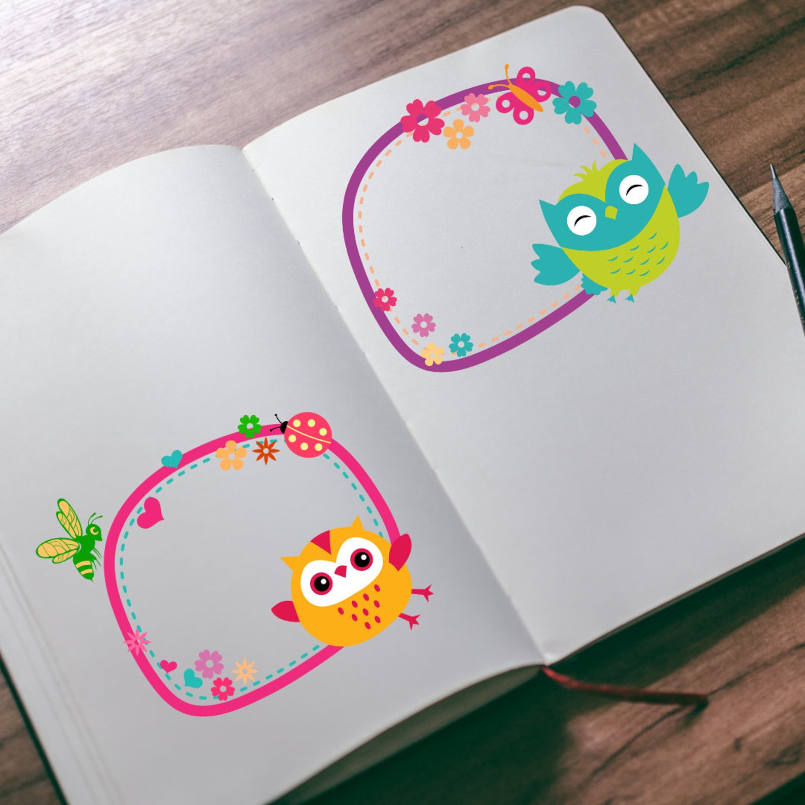 Owl Frame SVG | Cute Owl Clipart | Baby Owl PNG | Floral Frame SVG ...