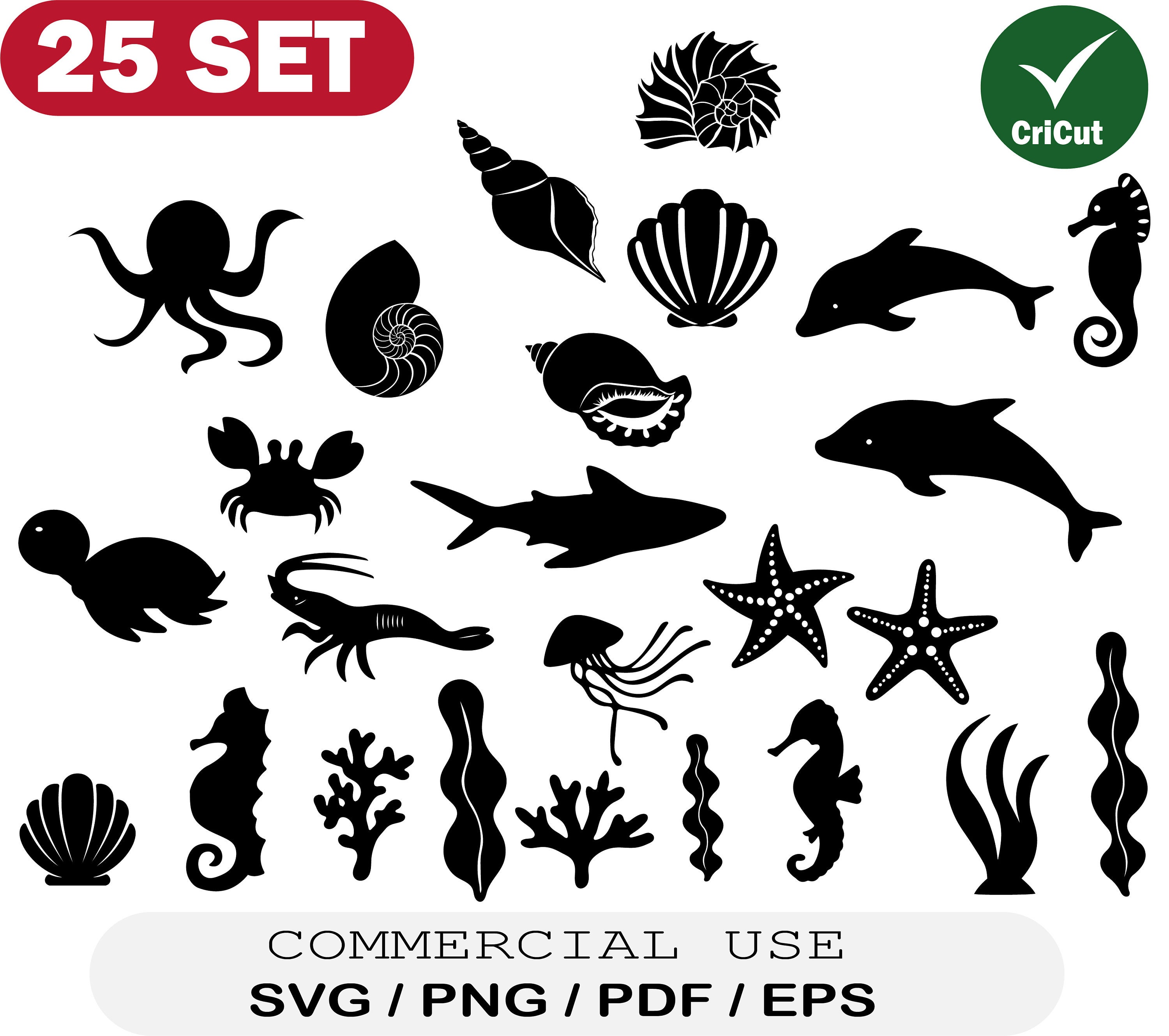 Ocean Animals SVG, Ocean Animal Clipart Svg, Ocean Svg, Seahorse Svg ...