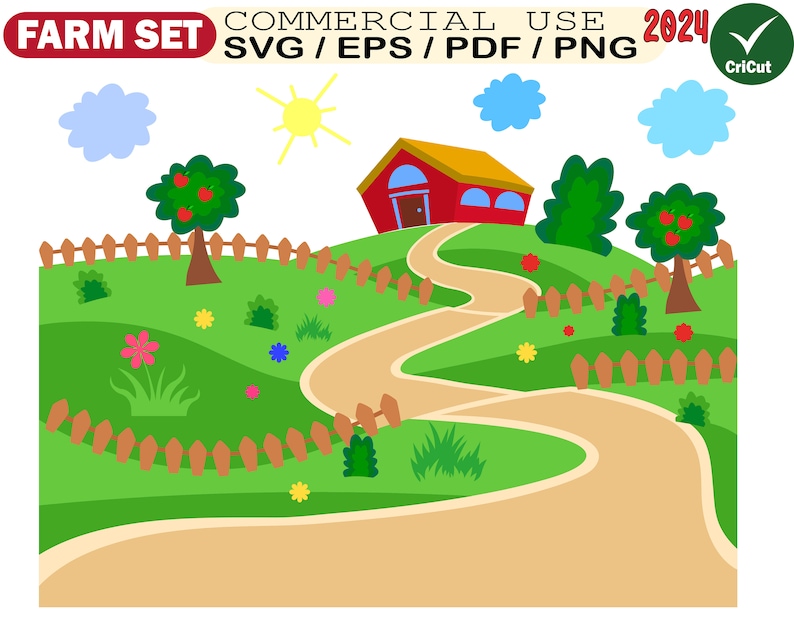 Farm SVG File, Kids Farm Craft SVG, DIY Farm Project for Kids, Cricut ...