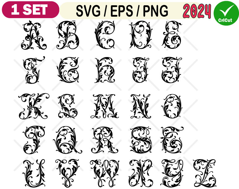 Ornate Alphabet SVG, Fancy Letters SVG, Monogram SVG, Cricut Alphabet ...