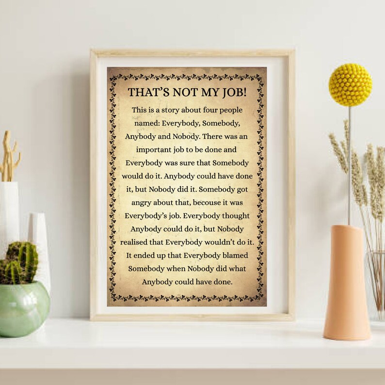 Funny Inspirational Poster, That's Not My Job Poster, Motivational Wall ...